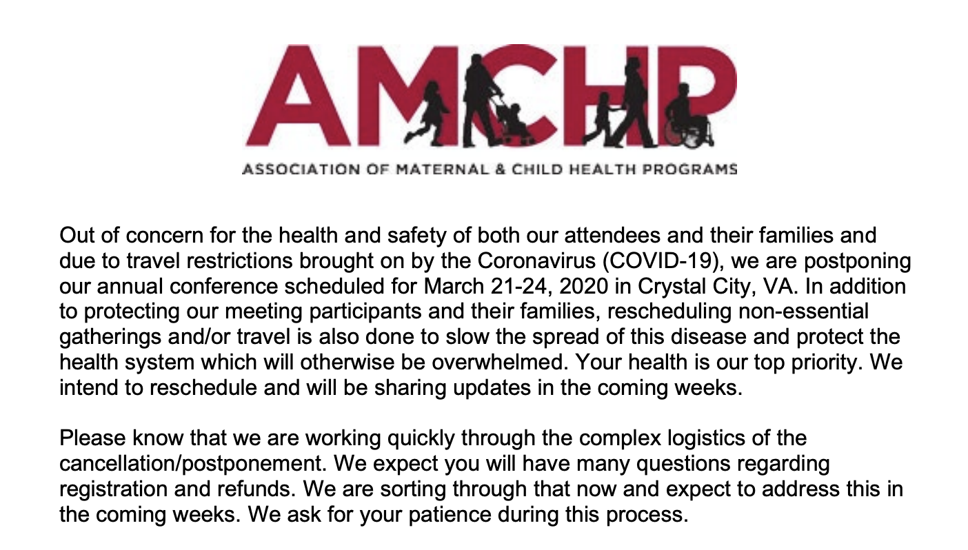 AMCHP 2020 Conference Postponed - AMCHP