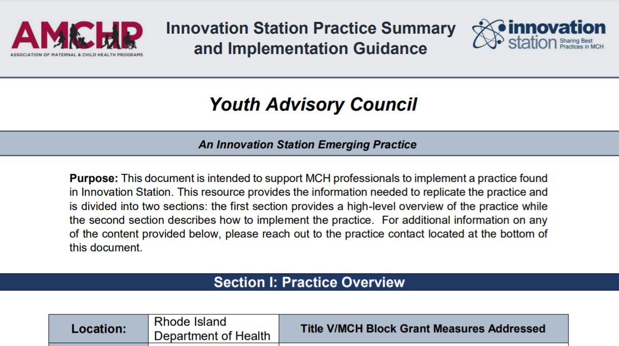 AMCHP Recognizes New Practices in Innovation Station - AMCHP