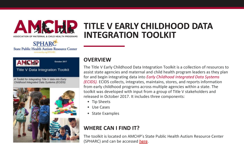 Title V Early Childhood Data Integration Toolkit: Factsheet - AMCHP